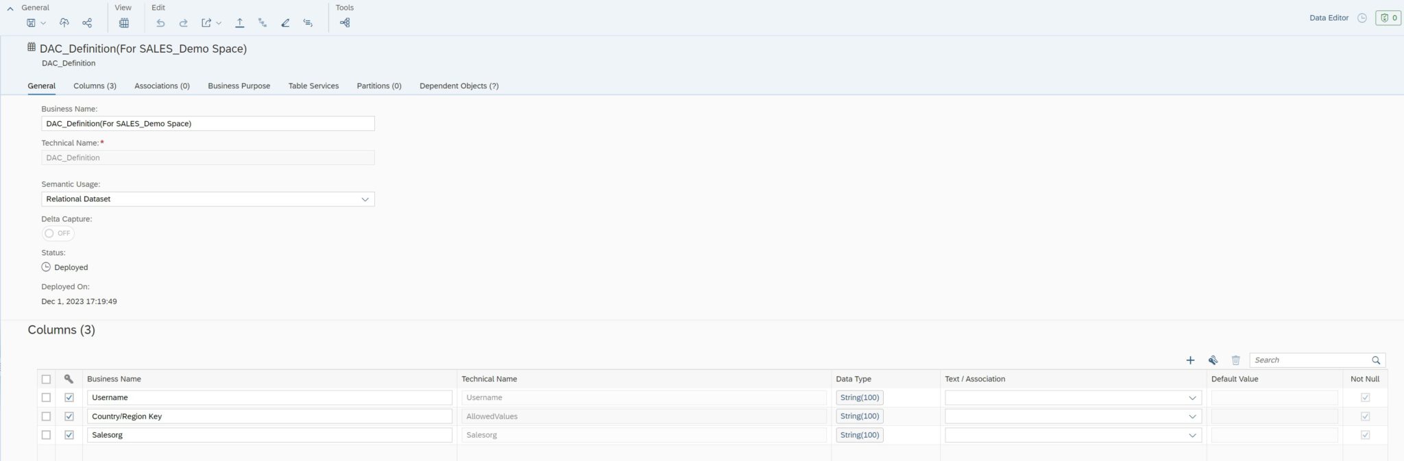 A practical example of the three different types of Data Access Controls (DACs) in Datasphere ...