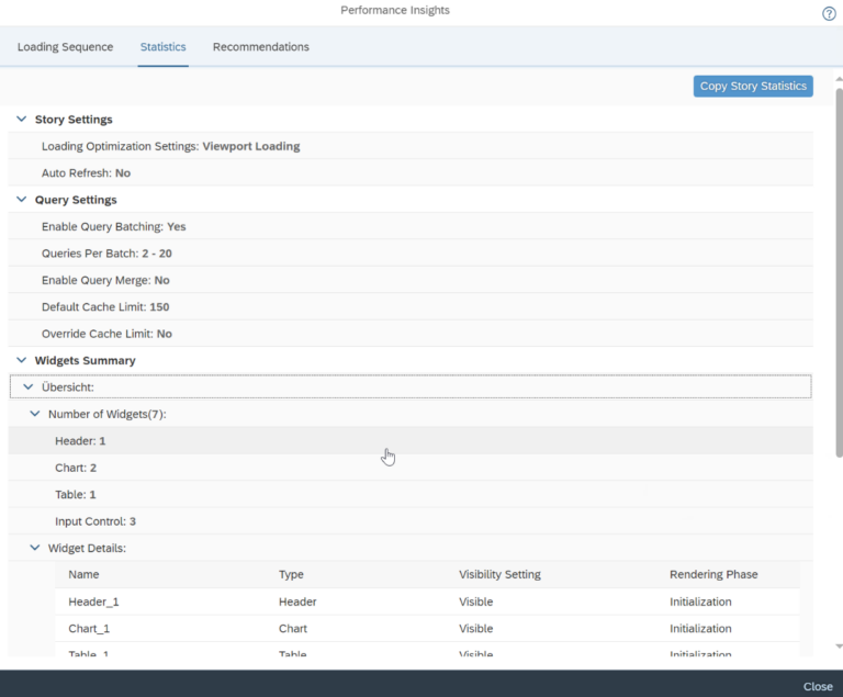 Performance Monitoring in a SAP Analytics Cloud (SAC) Story - ZPARTNER GmbH